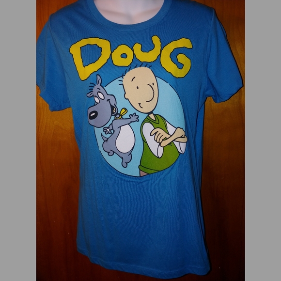 Disney | Tops | Nickelodeon Doug Cartoon Graphic Tee Blue Shirt From ...